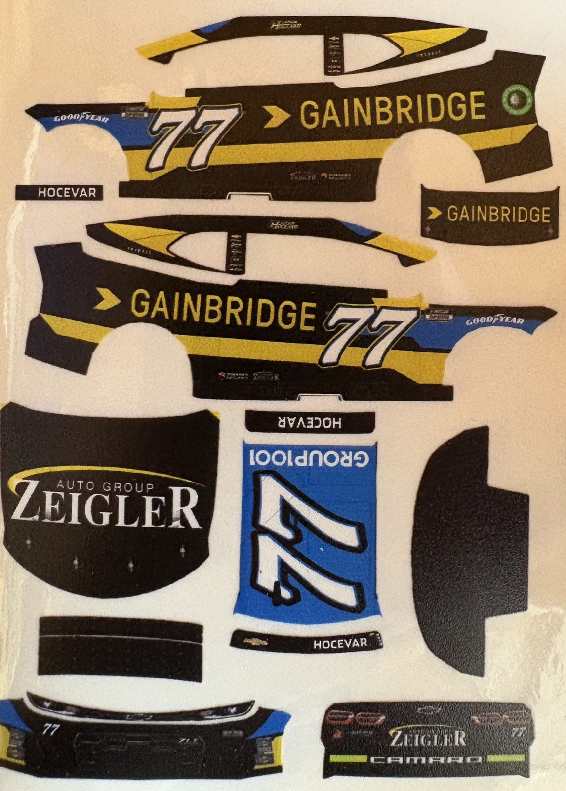 Custom Carson Hocevar #77 Gainbridge/Zeigler 1/64 Scale NASCAR Peel ...