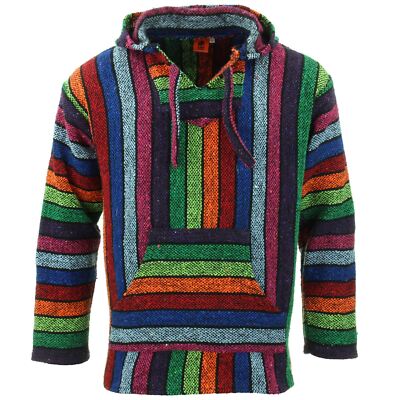 Recycled Mexican Baja Jerga Hoody Drug Rug Pullover Hoodie Rainbow ...