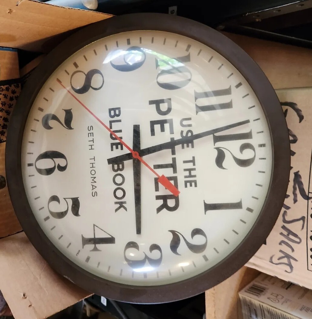 Vintage Shop Clock. Petter Blue Book. WORKS Seth Thomas. Great condition. Garage | eBay