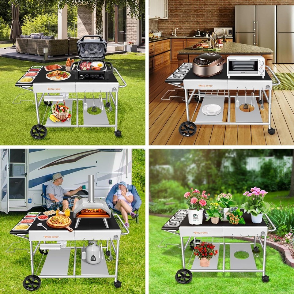 Pizza Oven Table with Pizza Topping Station,for ooni Pizza Ovens,ooni ...