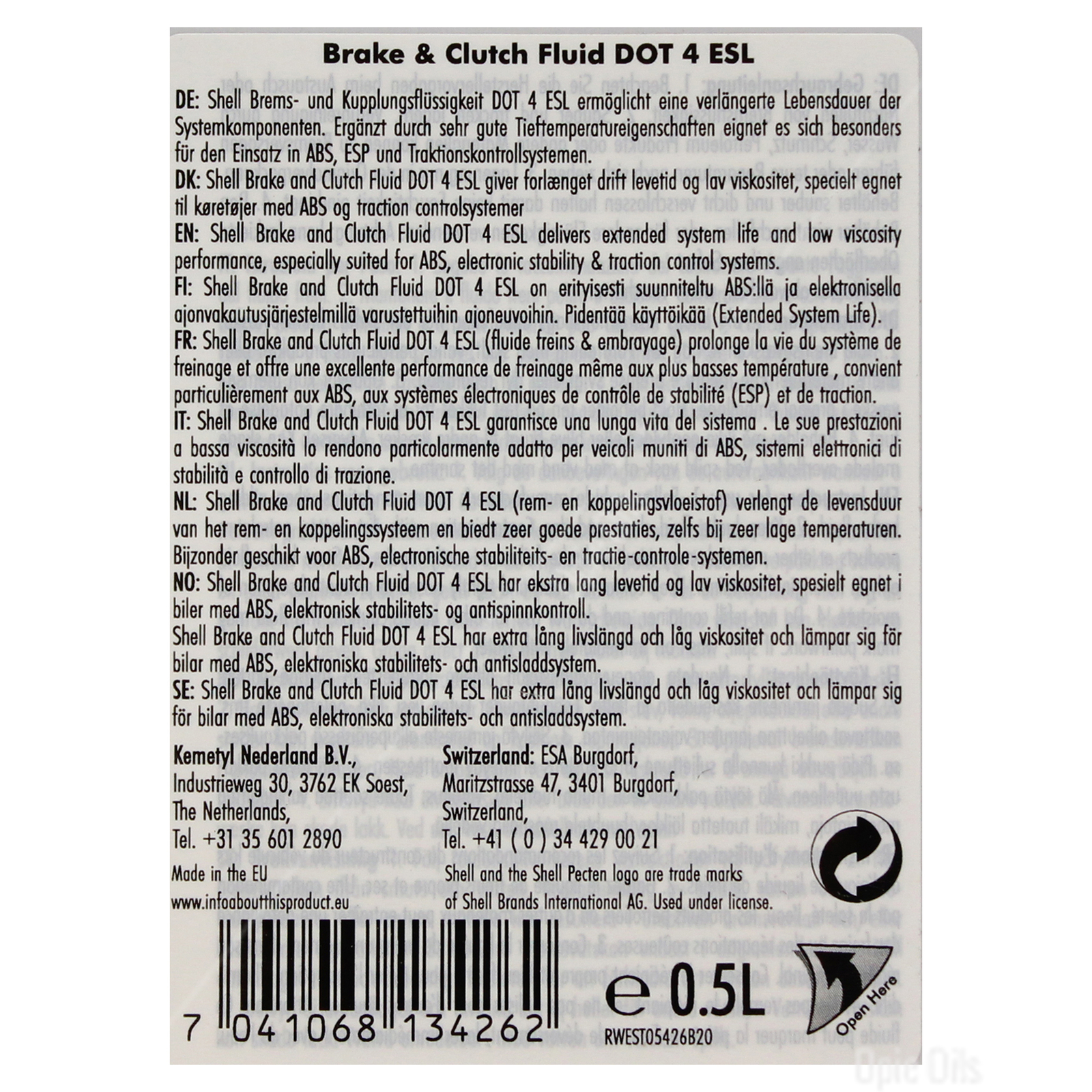 Shell Brake & Clutch Fluid Dot 4 ESL 500ml for sale online | eBay