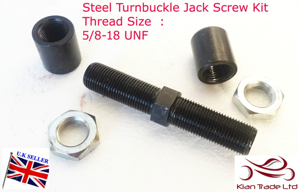 5/8"UNF Thread Adjusters Jack Screw Turnbuckle Plated Black Insert Half ...