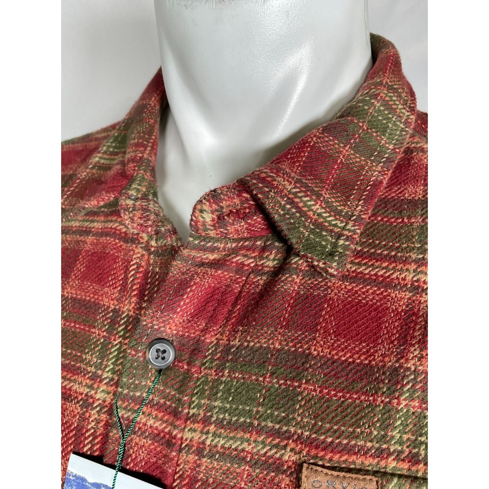 Orvis Big Bear Heavy Weight Flannel LS Shirt Autumn Rust Plaid Men's ...