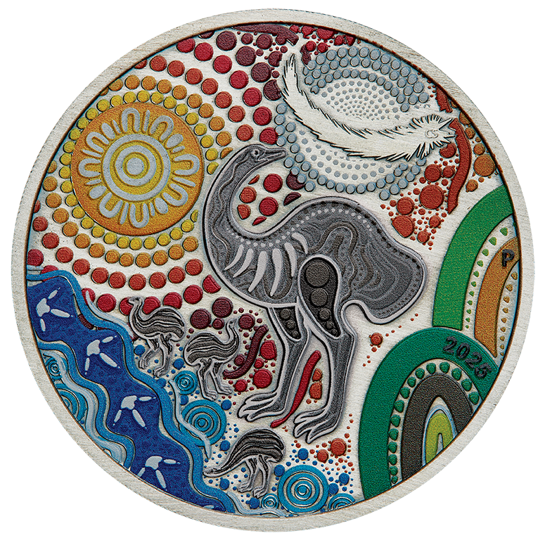 2025 Emu Utingat 2oz Silver Antiqued Coloured Perth Mint Coin ...