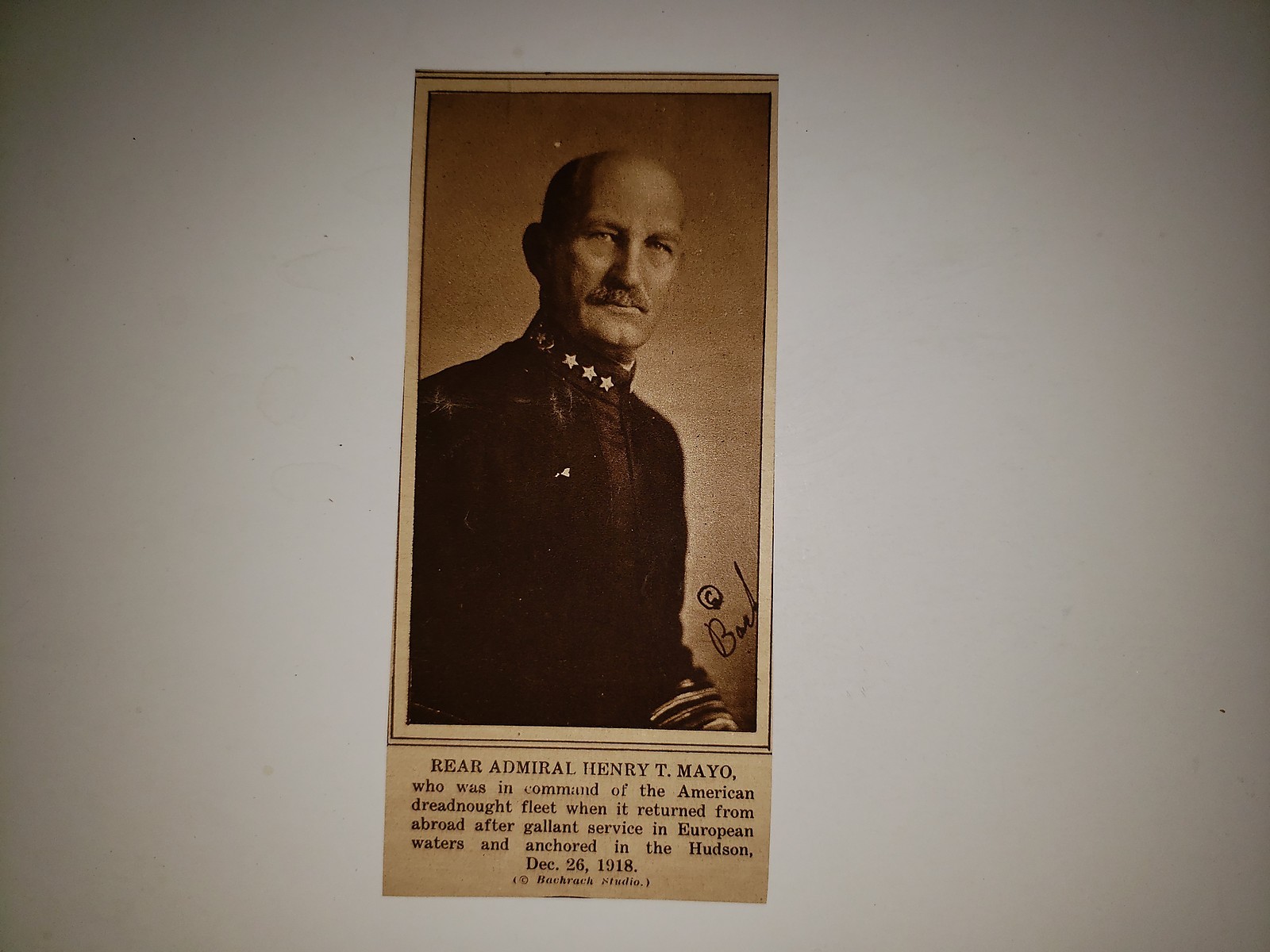 Admiral Henry T. Mayo Commander of Fleet 1918 MW Pictorial Profile ...