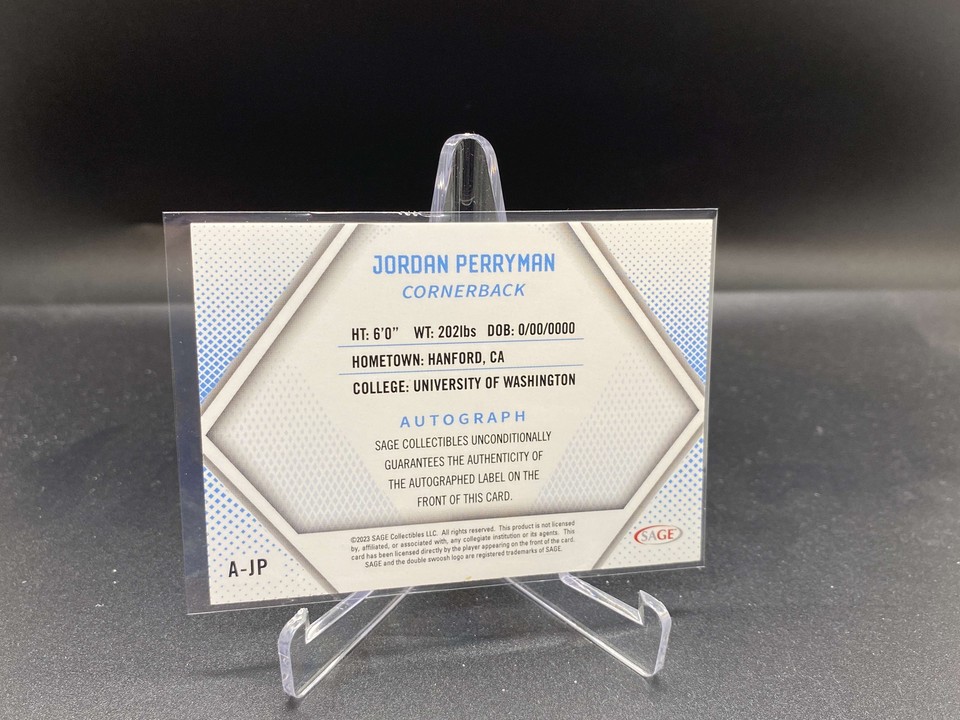 Jordan Perryman 2023 SAGE Red Auto A-JP Washington Raiders RC Rookie | eBay