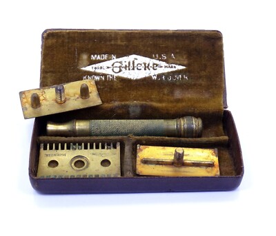 ART DECO Era Circa 1920's GILLETTE Vintage Antique Gold Safety RAZOR ...
