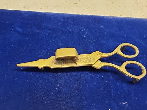 Antique Brass 1800's Candle Snuffer Wick Cutter Scissors Trimmer Footed ...