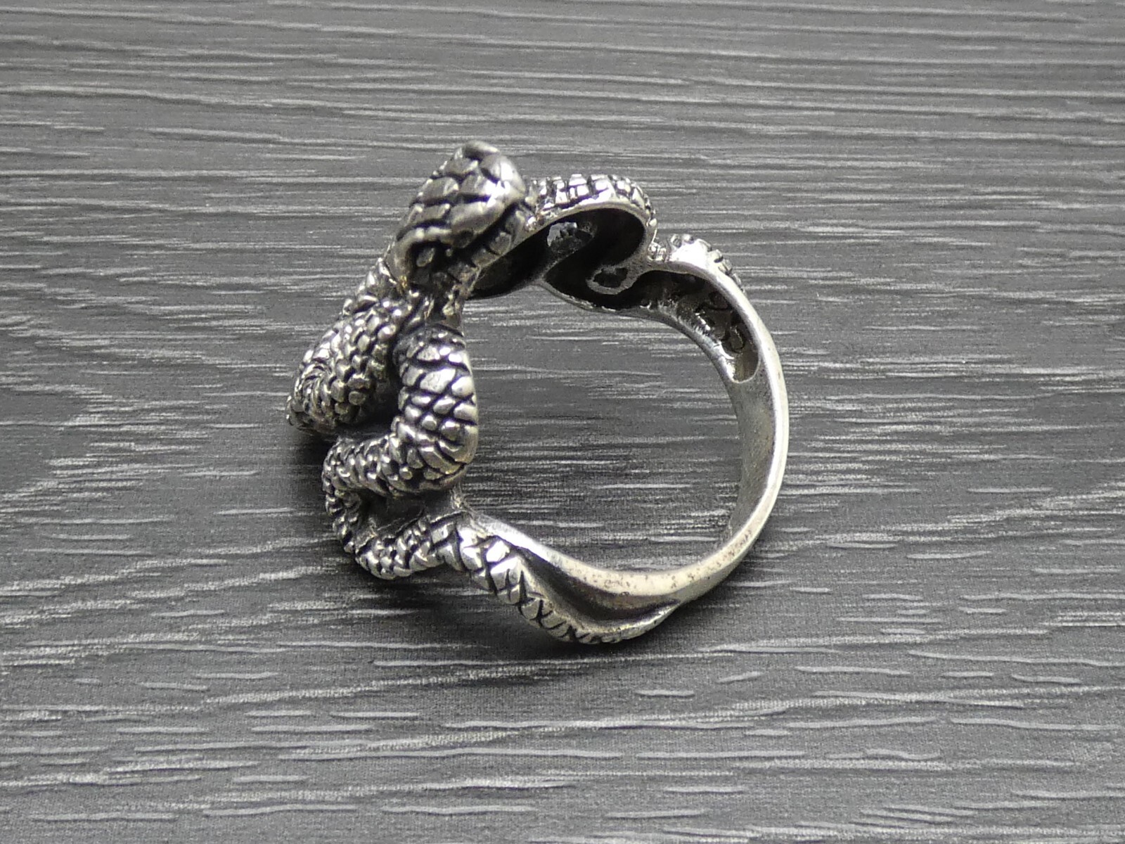 Vintage Sterling Silver Wide Double Viper Rattle Snak… - Gem