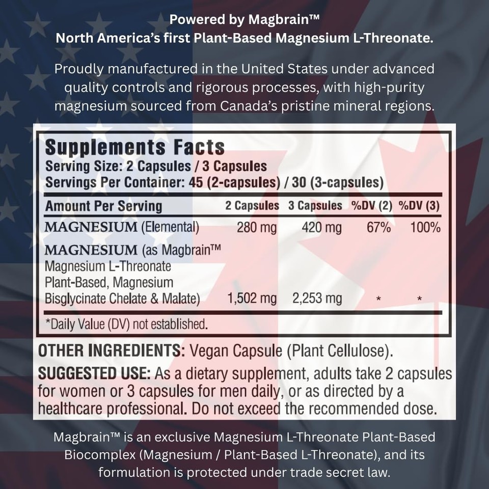 Powered by Magbrain™ Magnesium L-Threonate Plant-Based, 420mg Elemental ...