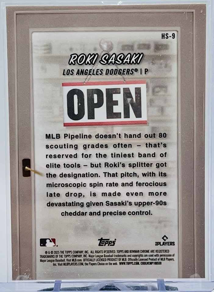 Roki Sasaki Hobby Stars Chrome Rookie RC 2025 Bowman Card #HS-9 LA ...