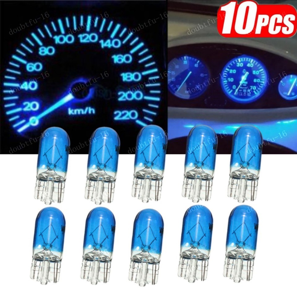 10pcs T10 3W 12V Car Dashboard Dash Panel Gauge Blue Light Bulbs ...