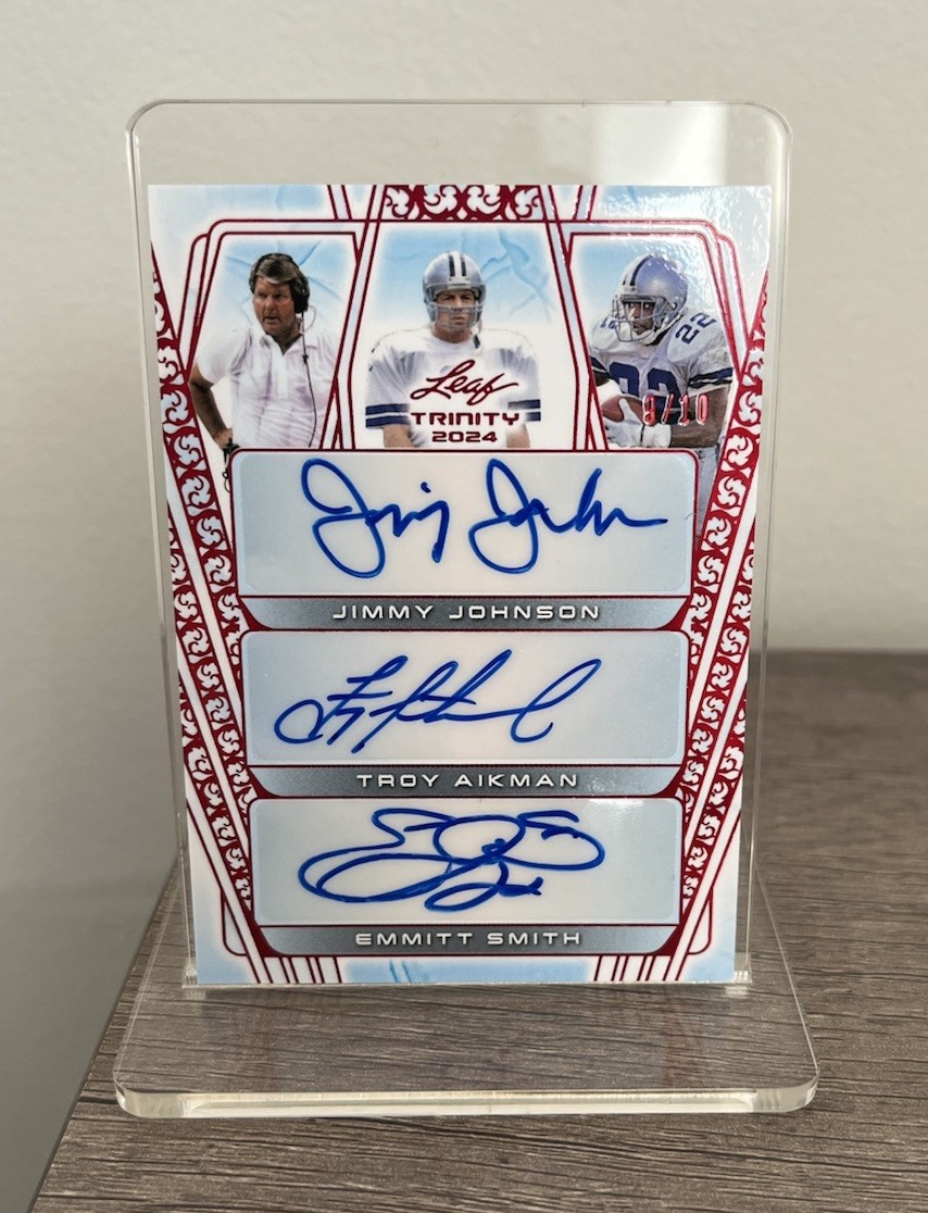 2024 Leaf Trinity - Triple Autographs Emmitt Smith, Troy Aikman, Jimmy Johnson #TA-11 Red /10 ...