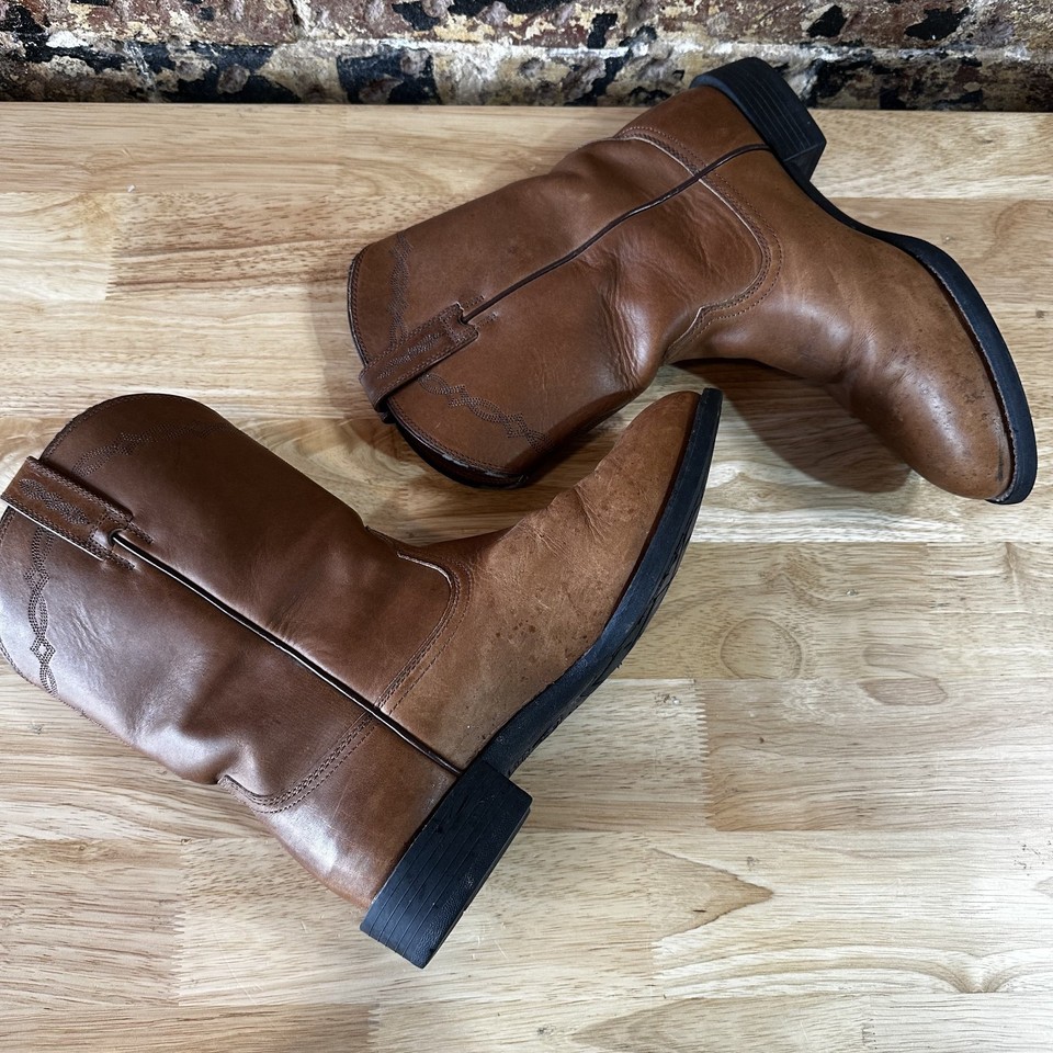 Ariat Boots Mens Size 10.5 EE Brown Leather Western Cowboy Roper ATS ...