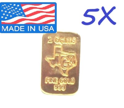 10 GRAM GOLD BAR 9999 TGR PREMIUM BULLION 5 X 2 INGOTS PREPER lot bin25 ...
