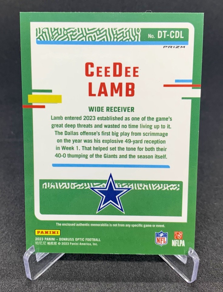 CEEDEE LAMB 2023 Donruss Optic Blue Holo Prizm Threads Jersey Patch #DT ...
