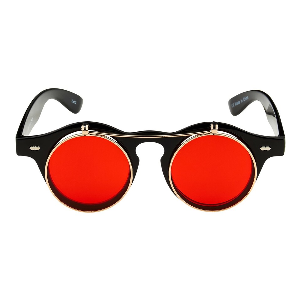 Flip Up Circle Steampunk Glasses Goggles Sunglasses Emo Retro Vintage ...