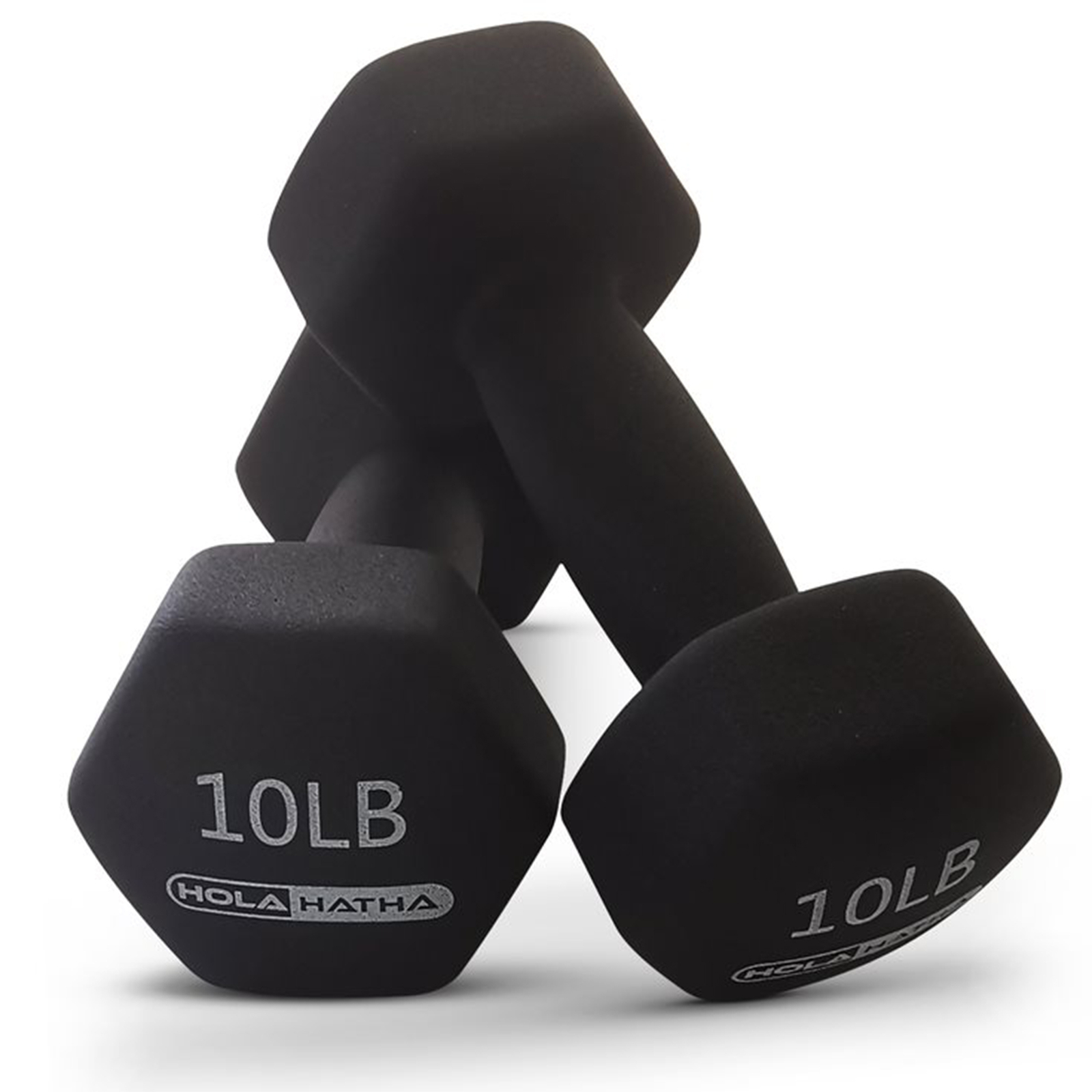 HolaHatha 5, 10, and 15 LB Neoprene Dumbbell Free Hand Weight Set w ...