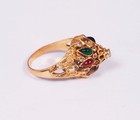 21K Yellow Gold Fancy Design Ring With Multi Colored Stones , Size 6 ...