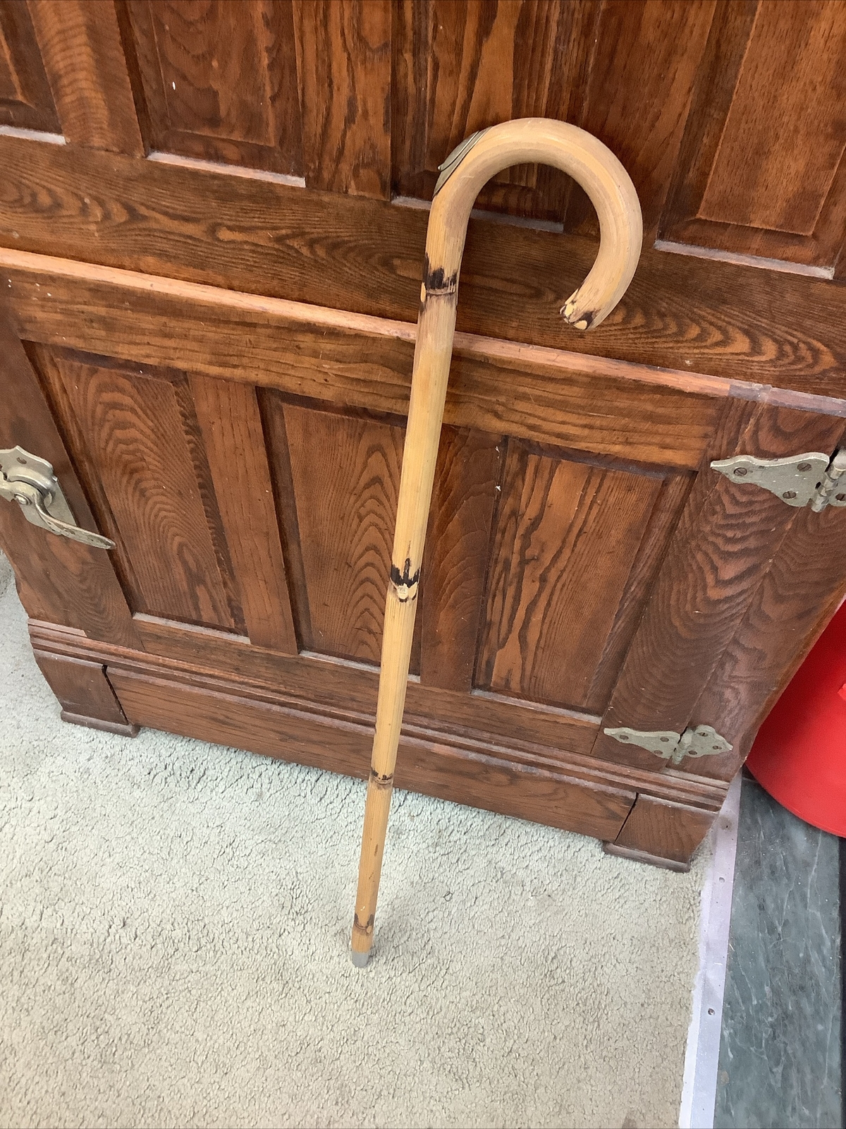 Vintage Bamboo Horse Measuring Walking Cane - Gem