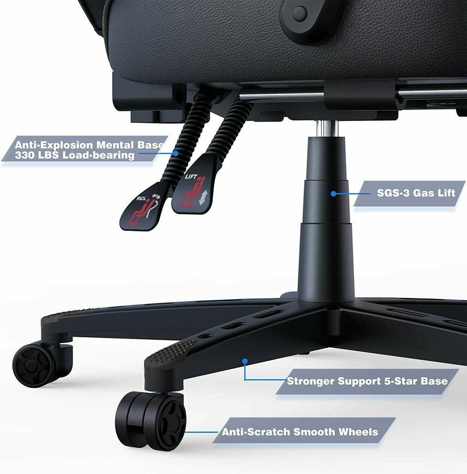 ELECWISH Gaming Chair Racing Ergonomic Office Chair PU Leather Recliner ...