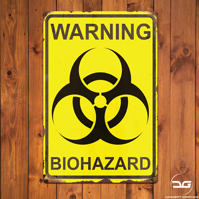 Warning Bio Hazard Funny Novelty Joke Decor Metal Wall Art Sign Plaque ...