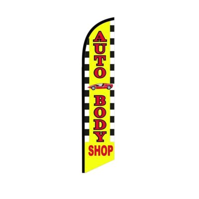 Auto Body Shop Yellow Swooper Flutter Feather Flag | 3ft W x 11.5ft ...