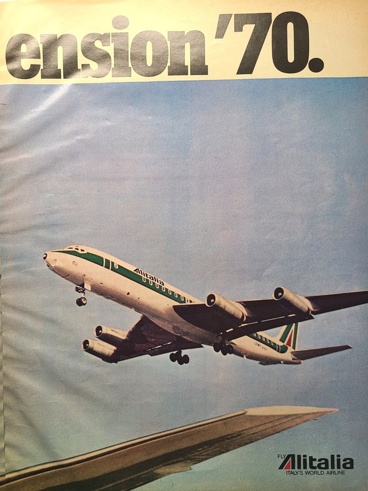 Alitalia Italy's World Airline Dimension '70 New Services Vintage Print ...
