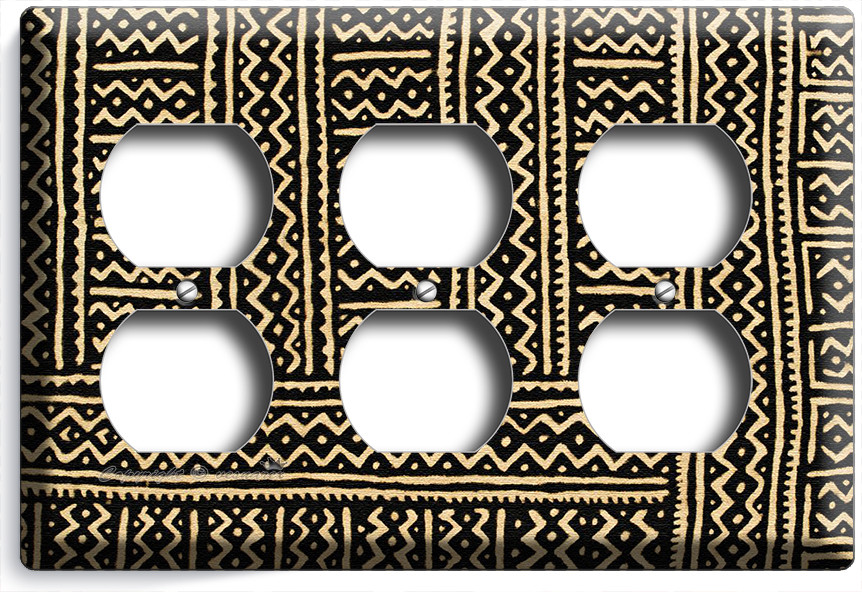 AFRICAN TRIBAL MUD CLOTH STYLE LIGHT SWITCH OUTLET WALL PLATE FOLK ART ...