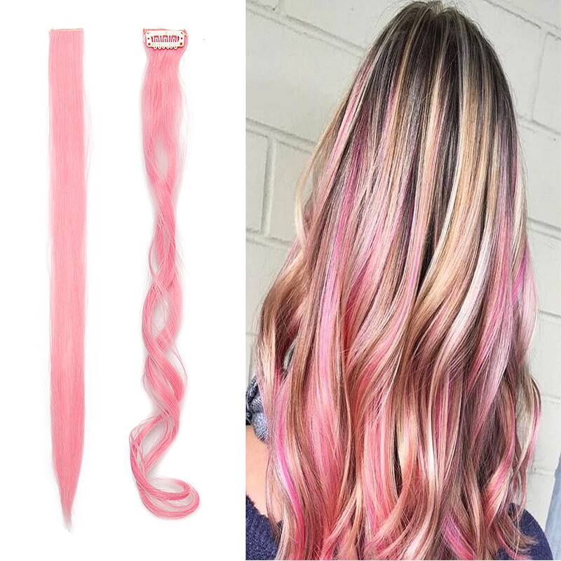 10 peices Highlight Clip In Colored Hair Extension Color Strip Straight ...