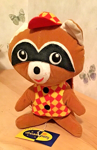 Vintage Dakin Roger Raccoon with Tag #786 Sawdust Velveteen Dream Pets ...
