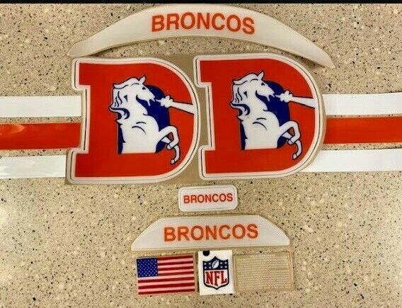 Broncos“Orange & Blue Big D Logo-Football Helmet Decal Set – Stripes ...
