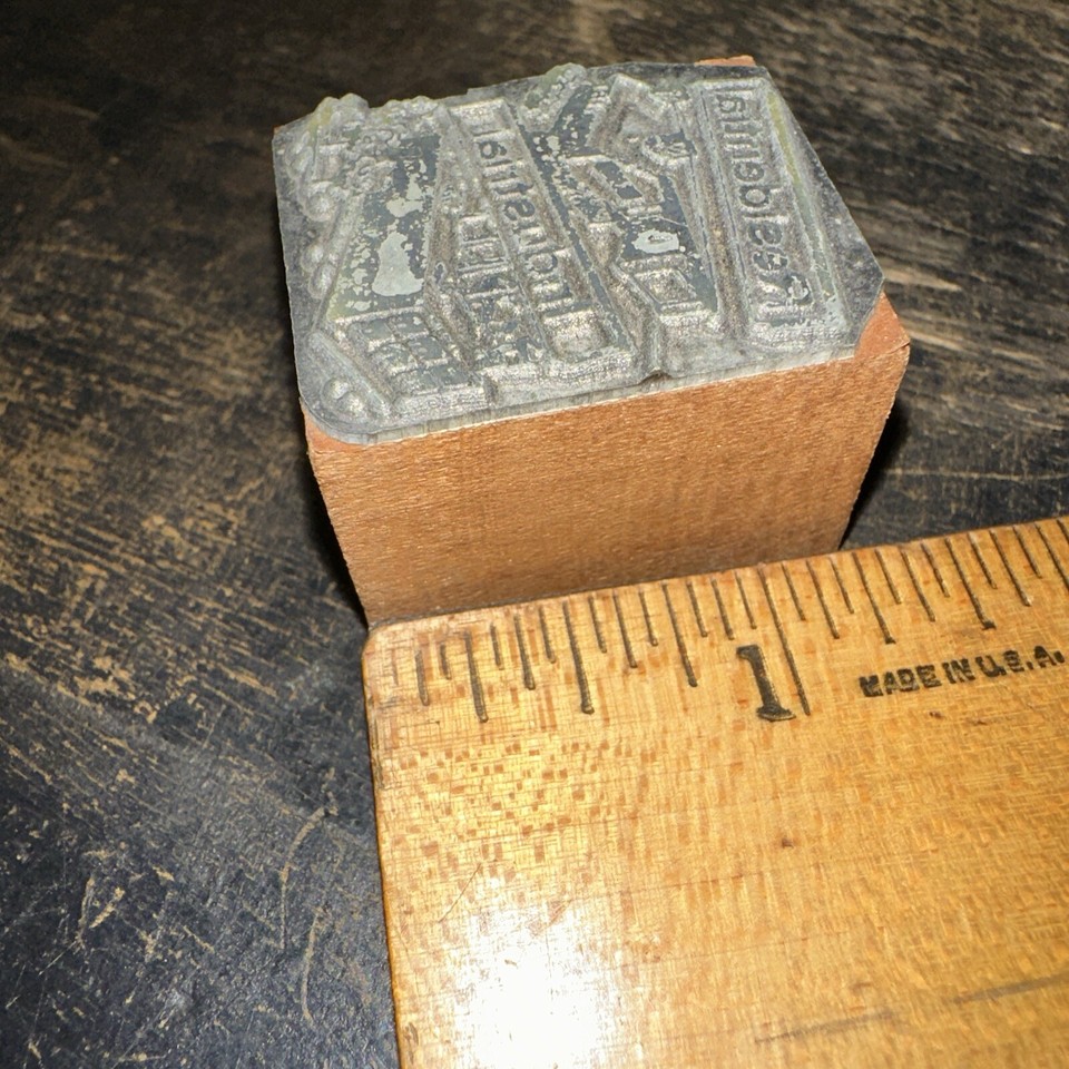 Vintage Print Block “ Residential Industrial “ Early Wood Block! | eBay UK