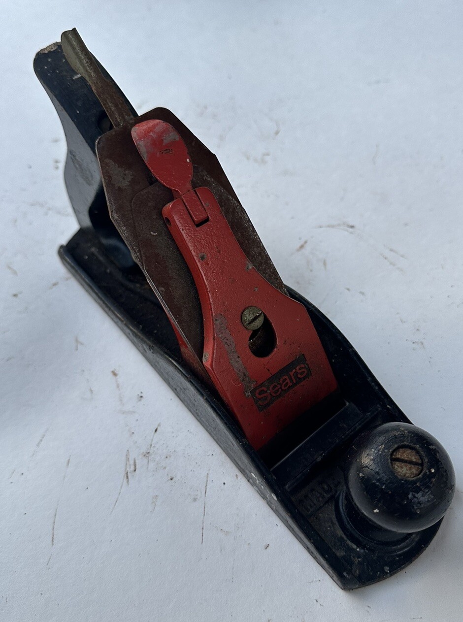 VTG SEARS COMPANION 9” WOOD JACK PLANE PLAIN BOTTOM USA WOOD Rusty TOOL ...