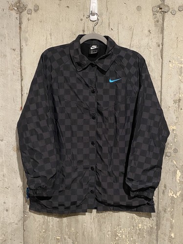 Nike Icon Clash Black/Gray Checkered Snap Button Jacket Sportswear ...