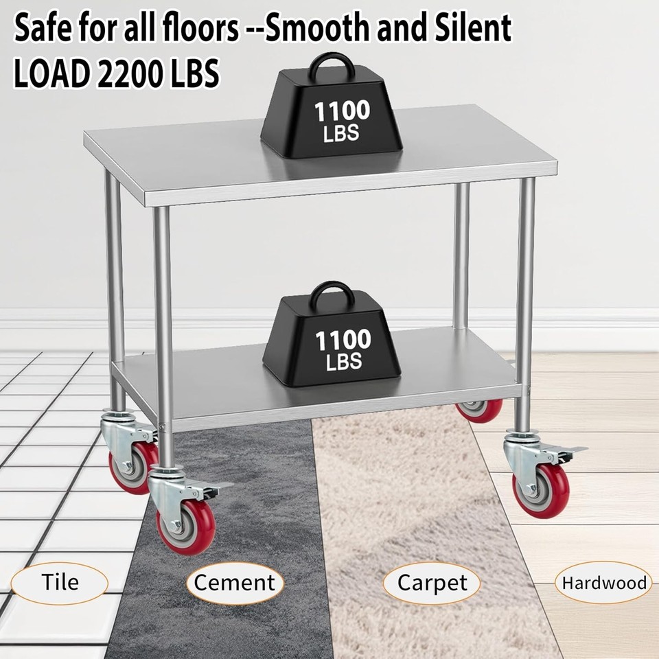 4 Inch Prep Table Caster Wheels Set of 4 Heavy duty Expanding Stem ...