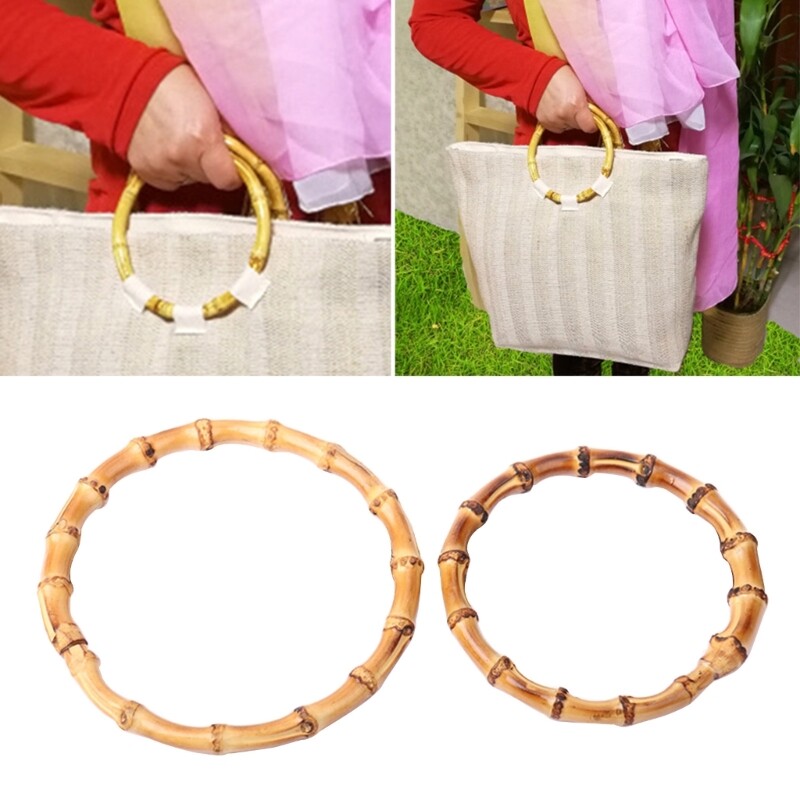 Practical Handmade Bag Handle DIY Flat Round Bamboo Bag Handles for ...
