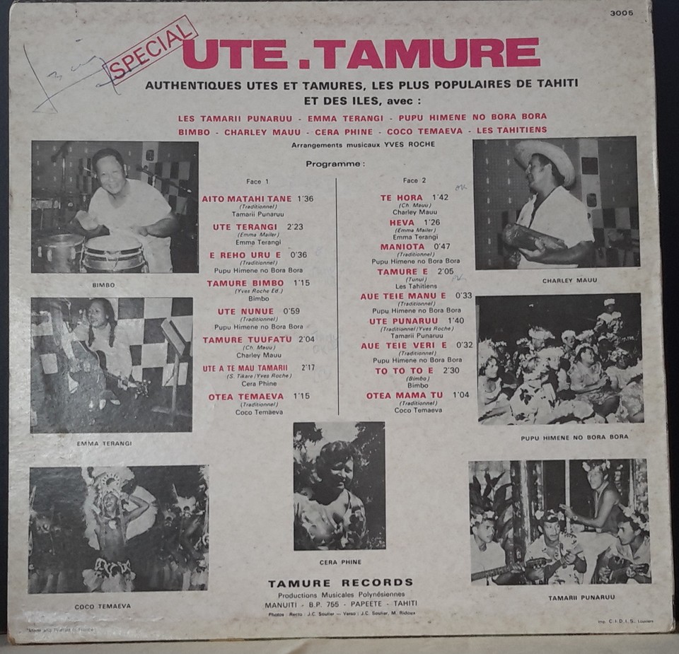 SPECIAL UTE-TAMURE MUSIC FROM TAHITI & ISLANDS FRENCH VINYL TAMURE ...
