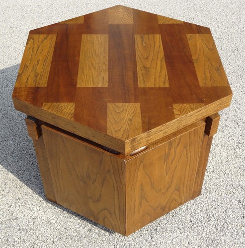 1960s 1970s Mid Century Lane Brutalist Hexagon End Table / Night Stand ...