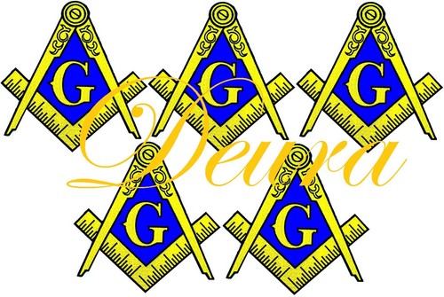 LOT DE 5 "GRAND PATCH BRODÉ LOGO MAÇONNIQUE à repasser BOUSSOLE CARRÉE ...