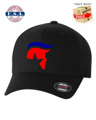 DONALD TRUMP Hair 2024 REPUBLICAN 45 Black Flex Fit Hat + Free Sticker ...