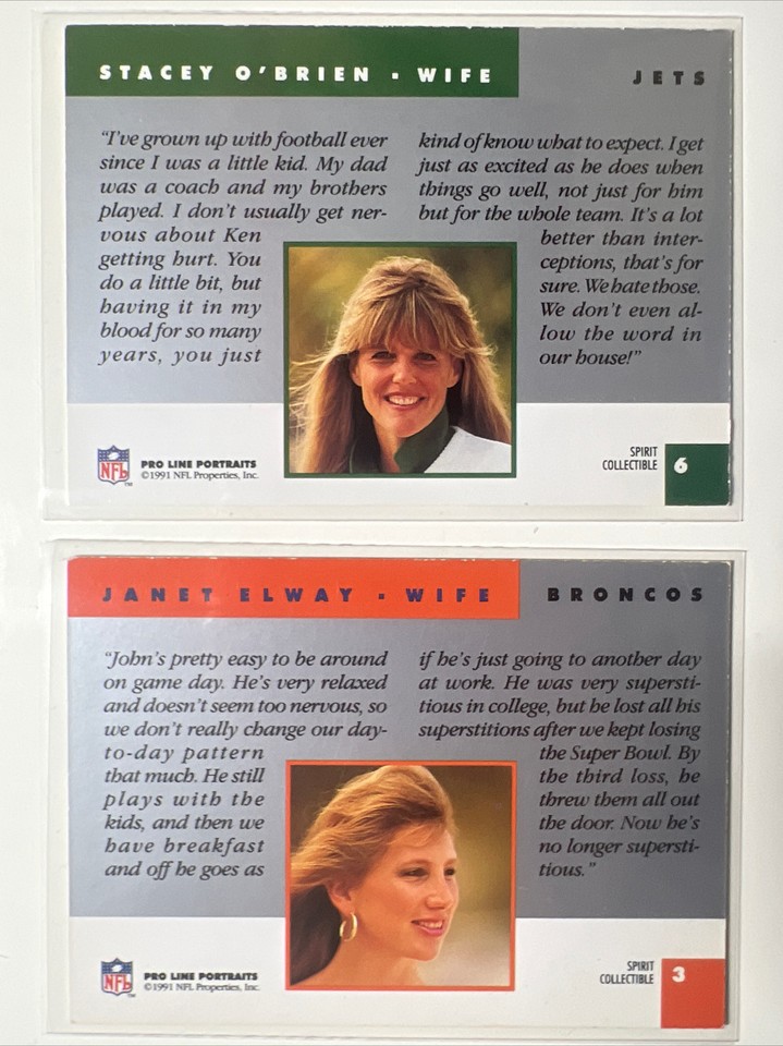 1991 Pro Line Portraits Janet Elway #3 and Stacey O'Brien #6 | eBay