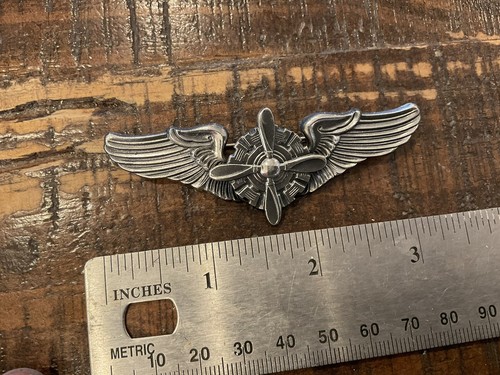 ORIGINAL WWII USAAF FLIGHT ENGINEER 3” STERLING WINGS PIN Insignia ...