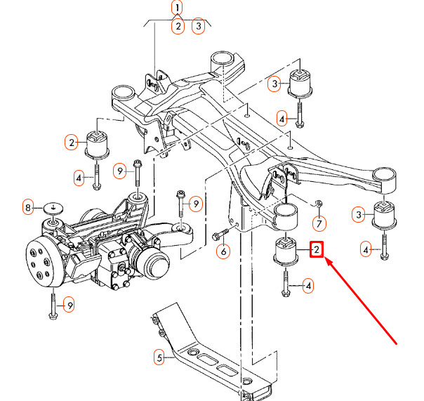 Audi 1K0505145J Genuine OEM Factory Original CROSSMEMBER Bushing for ...