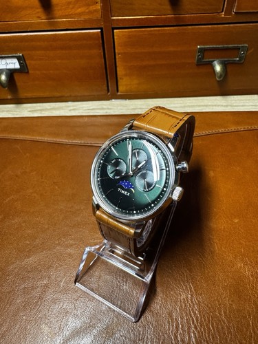 Timex Marlin Moon Phase 40mm Leather Strap Watch TW2W51000 | eBay