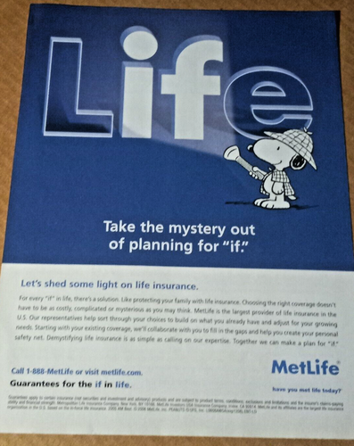 2006 print ad - Met Life MetLife Insurance Snoopy Sherlock Holmes theme ...