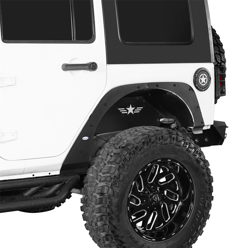 4PCS BLACK STEEL FRONT & REAR FENDER KIT FOR JEEP WRANGLER 2007-2018 JK ...