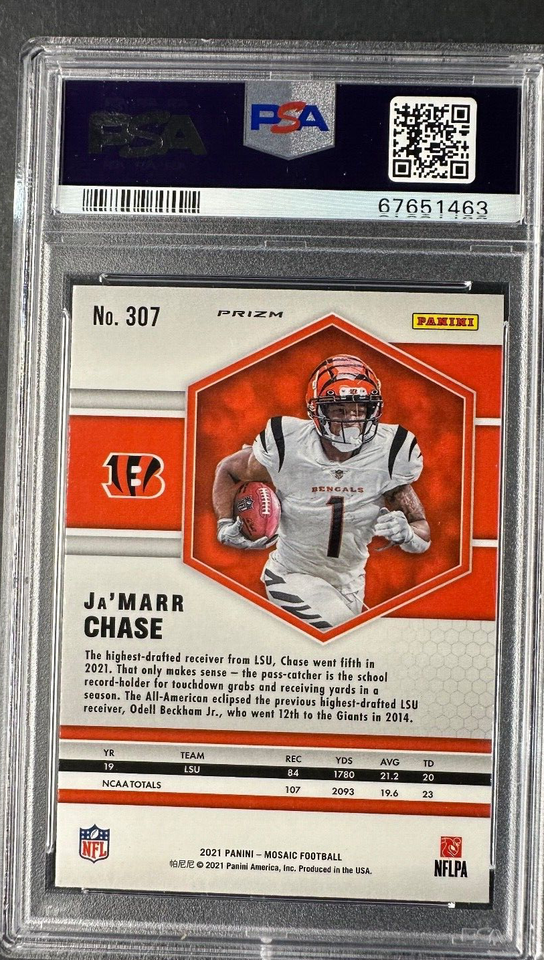 2021 Panini Mosaic JaMarr Chase Mosaic Prizm Rookie Card #307 PSA 9 ...
