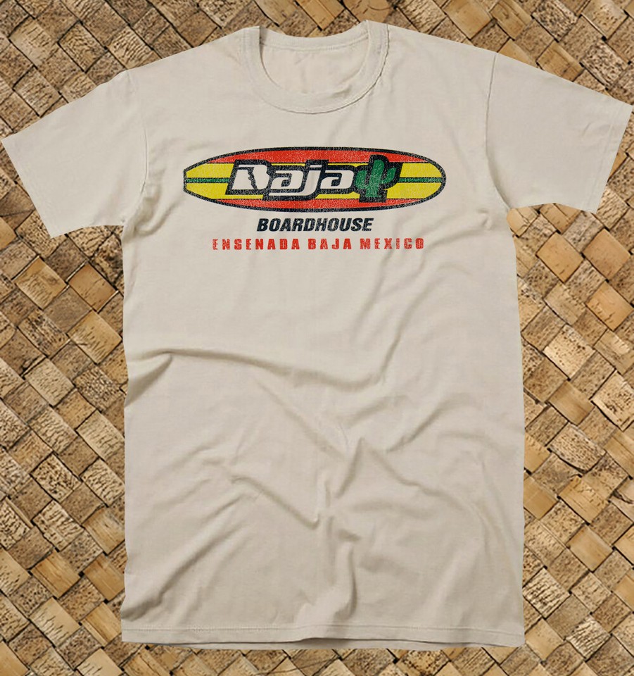 Retro Surf Shop T Shirt 100% Cotton Vtg Art Baja Boardhouse Ensenada ...
