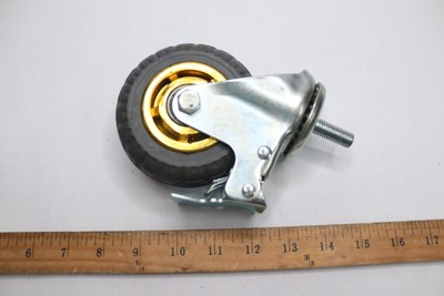 Post Lock Rubber Caster Swivel Post 1/2"-13 x 1-1/4" Wheel 4" OD 1-1/4 ...